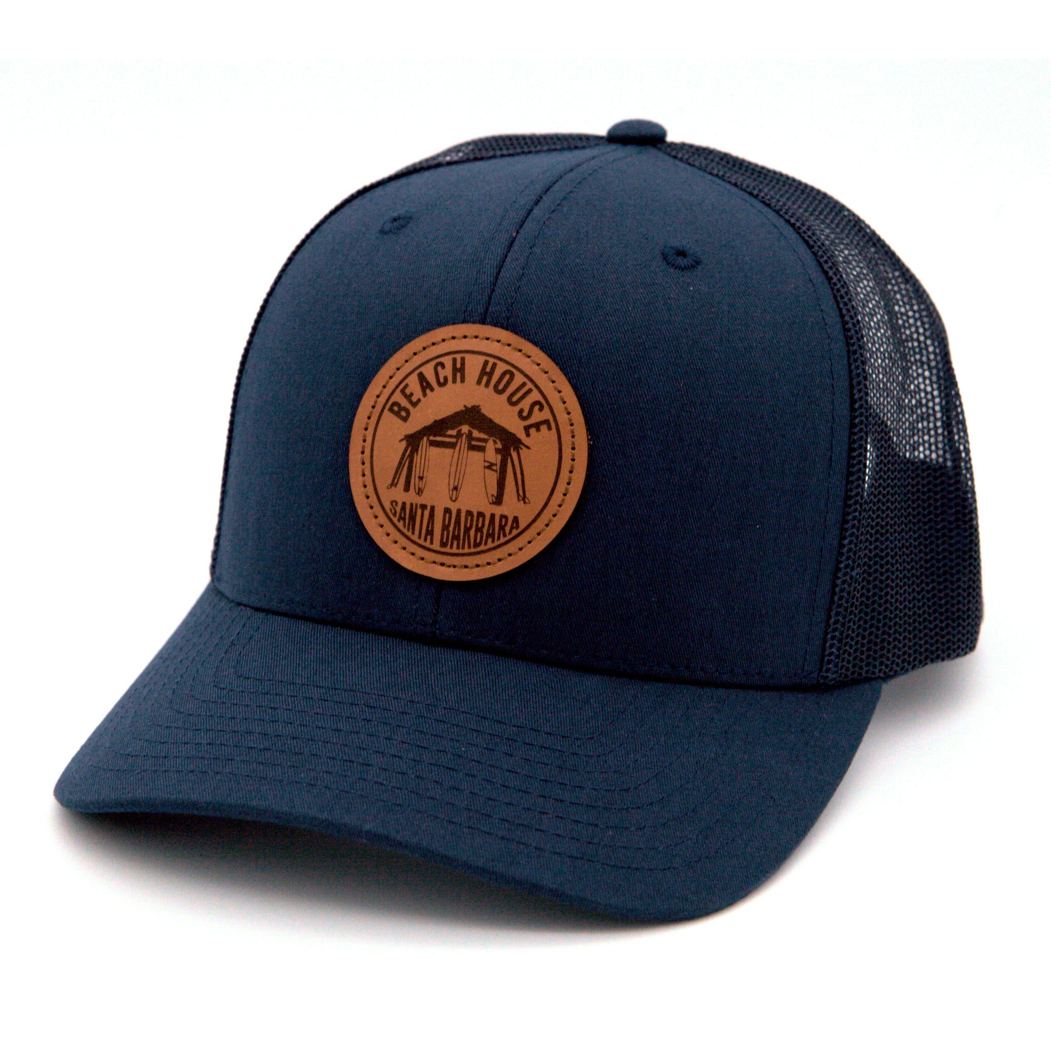 Beach House Faux Leather Beach Hut Trucker Hat – Surf N' Wear Beach ...